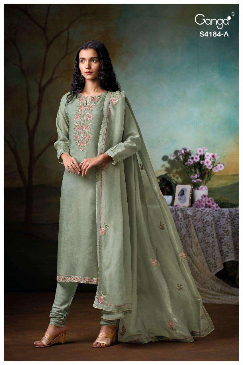 GANGA ROSIE 4184 BEMBERG HABUTAI SILK AND DESIGNER CLASSIC SUIT PARTY ...