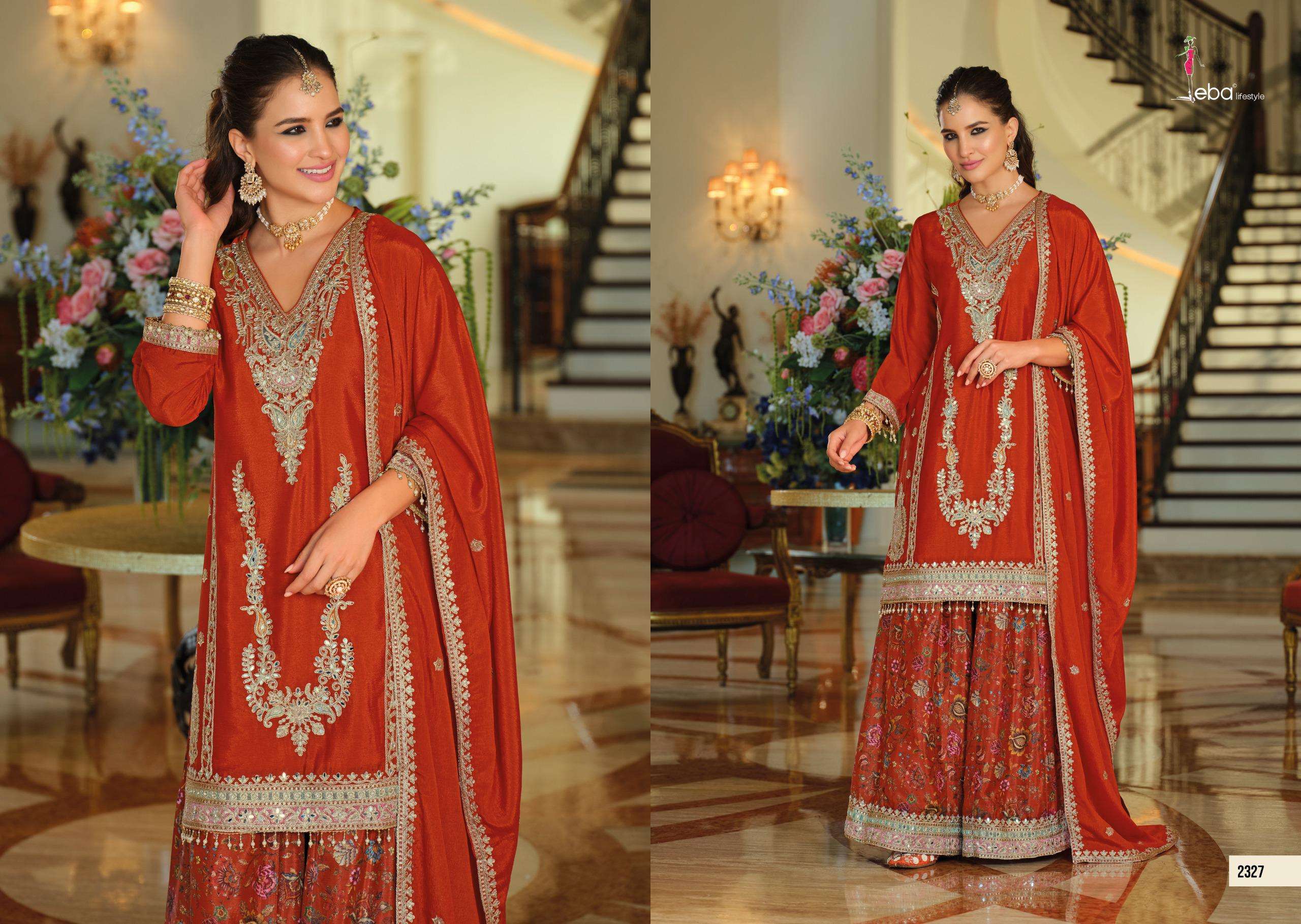 EBA LIFESTYLE RANG VOL 2 CHINON HEAVY EMBROIDERY SHARARA SUIT CLASSIC ...