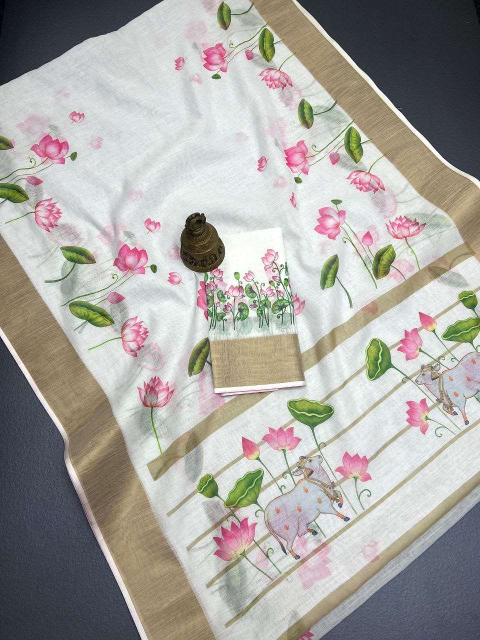 Super Soft Linen Beautiful soft color And Digital printed Flower With ...
