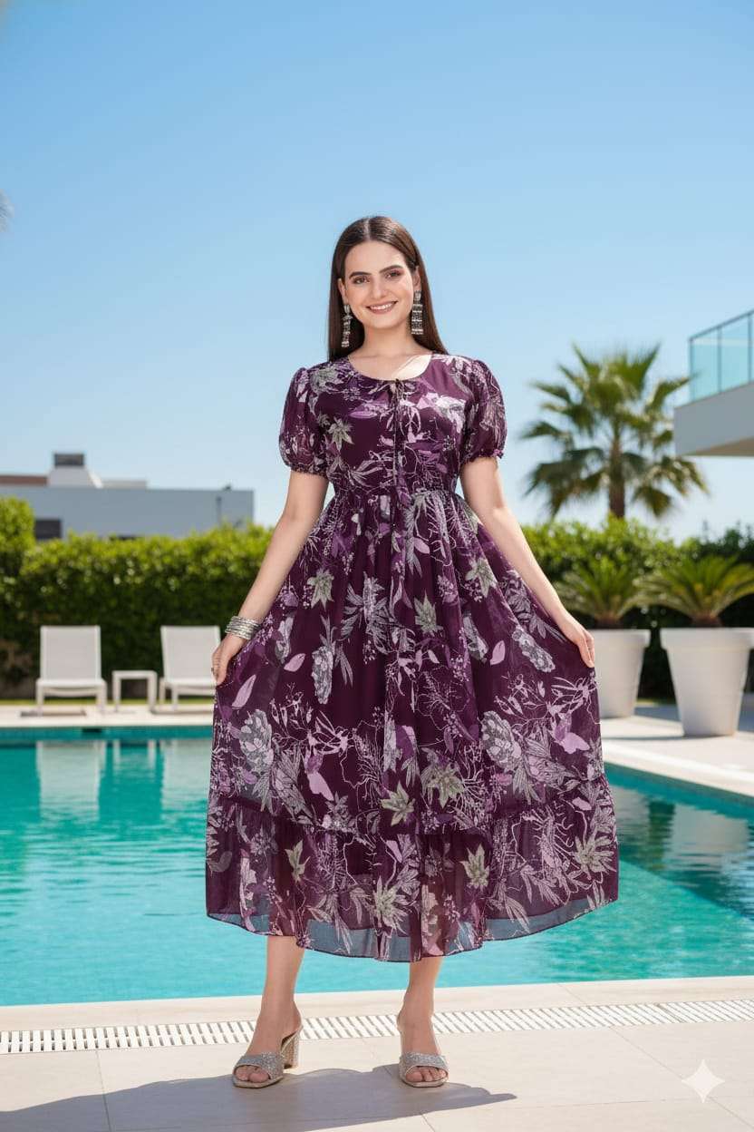 GEORGETTE LONG MARI DRESS YOUNG WOMEN CLOTHING STORE RANG